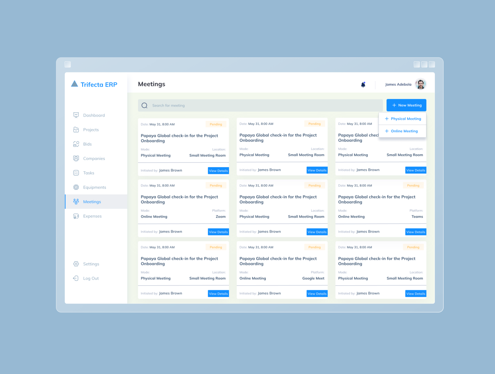Meetings Datatable- ERP by Victoria Bona-Egun on Dribbble