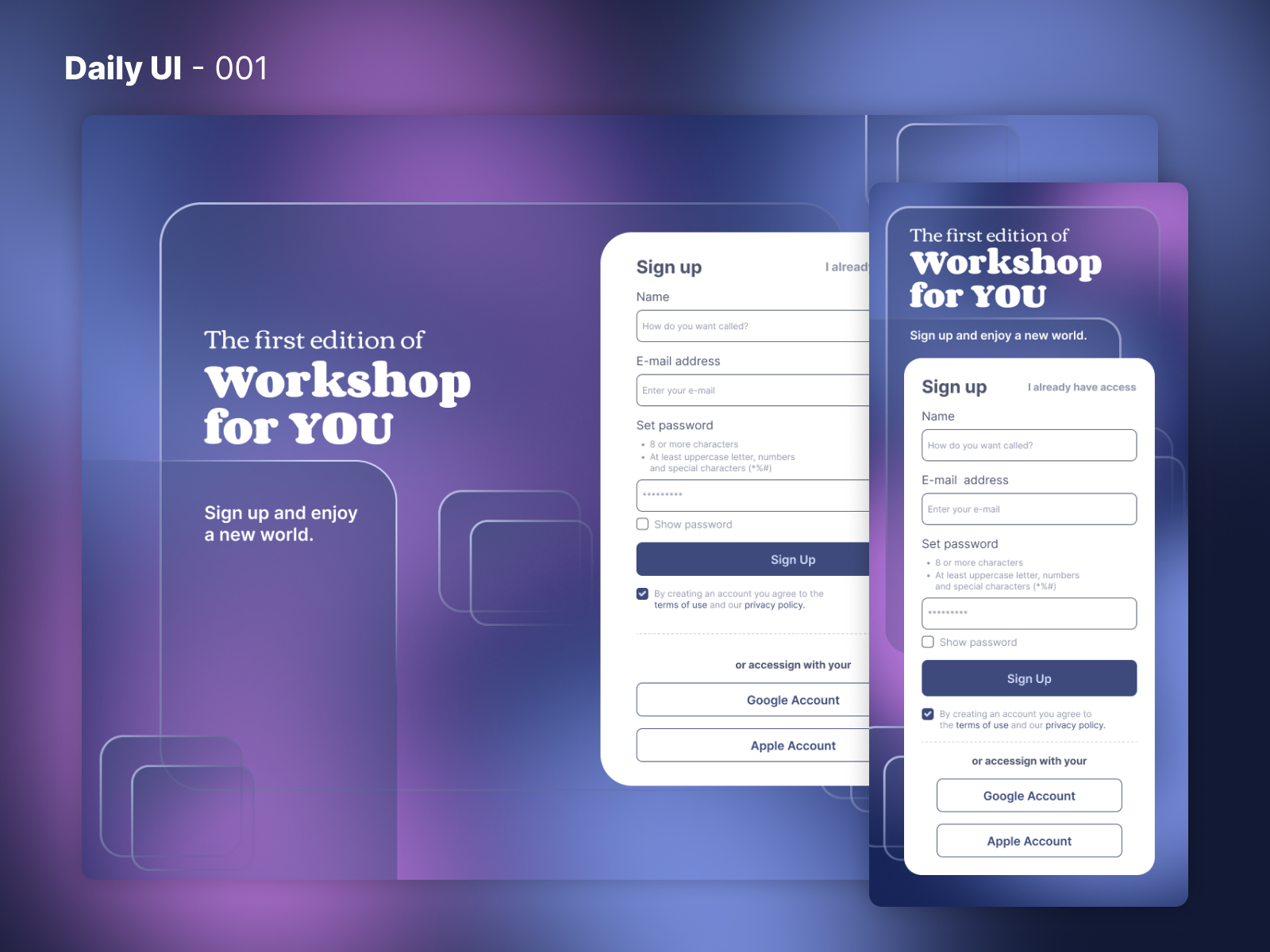 Daily UI - 001 by Robson on Dribbble