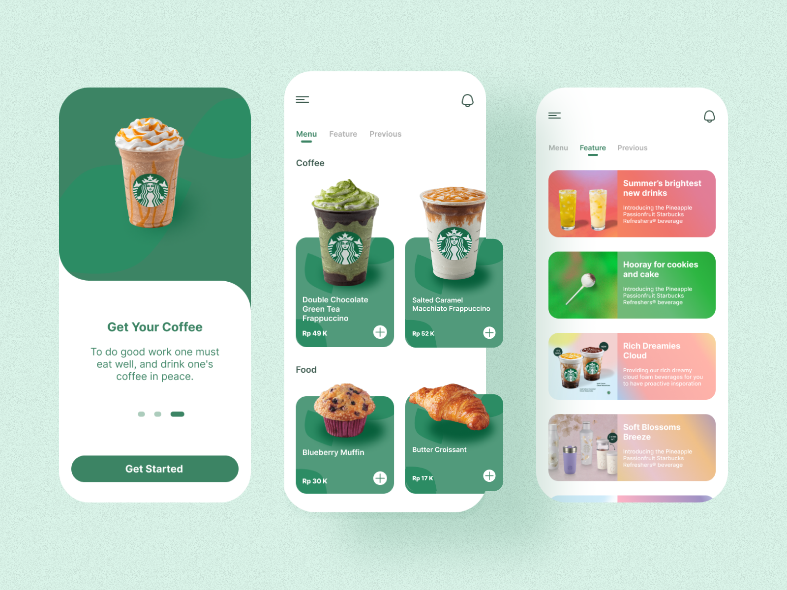Stabucks mobile app design by Afifah Ratma Mahardika on Dribbble