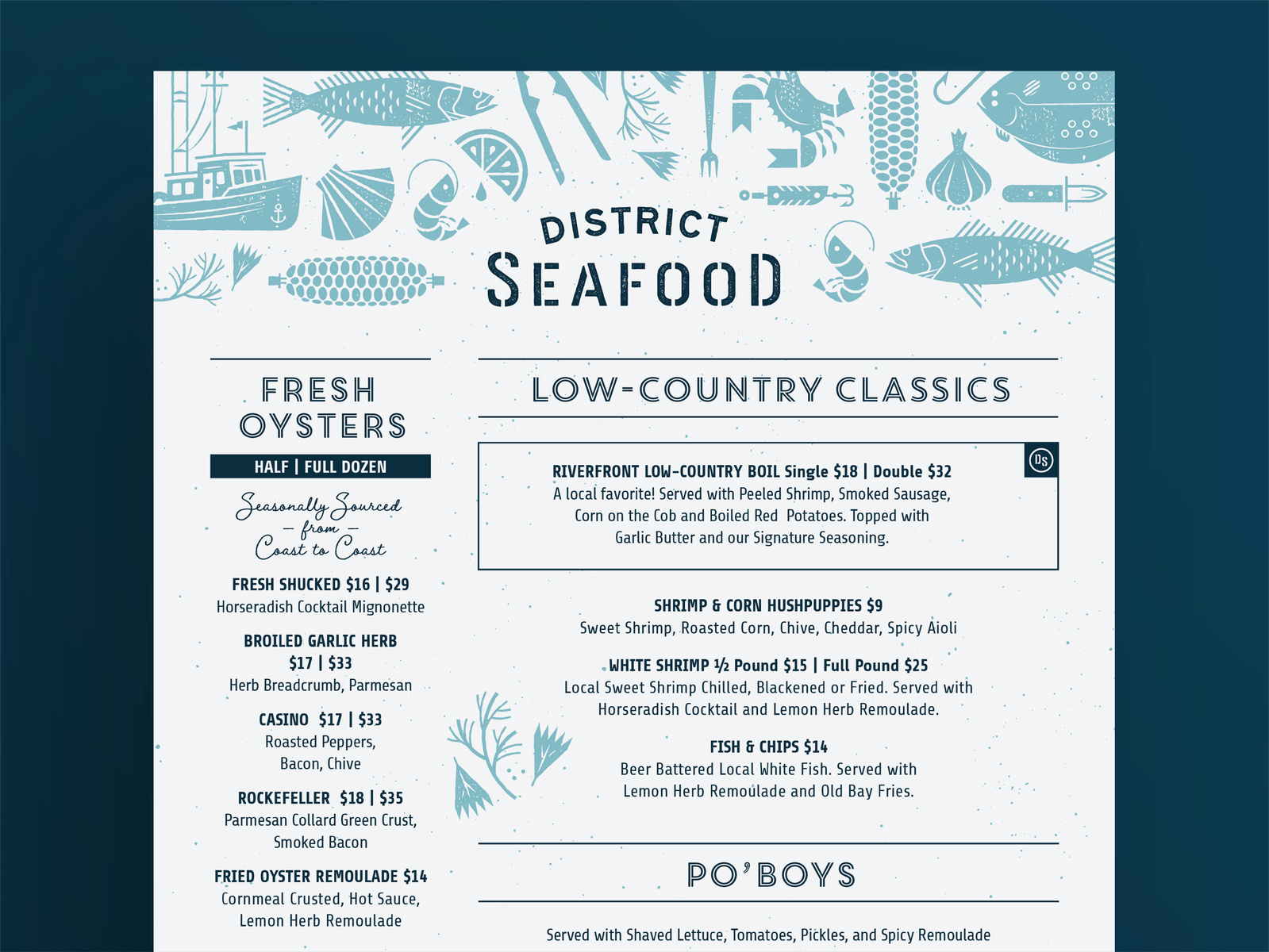 D.S. Seafood Menu by Val Waters on Dribbble