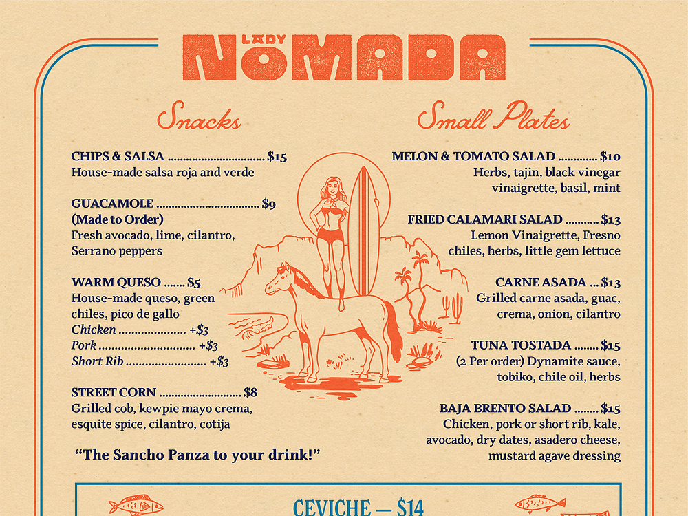 Lady Nomada Menu | Two by Val Waters for 48 Savvy Sailors on Dribbble
