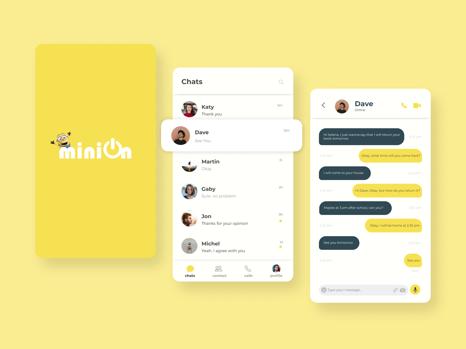 Minion chat app by Vada Tirta on Dribbble