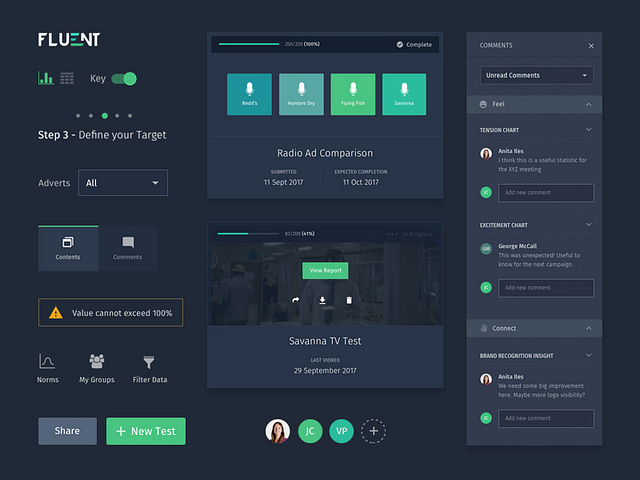 Fluent Dashboard UI Elements by Vanessa Phillips for Isoflow on Dribbble