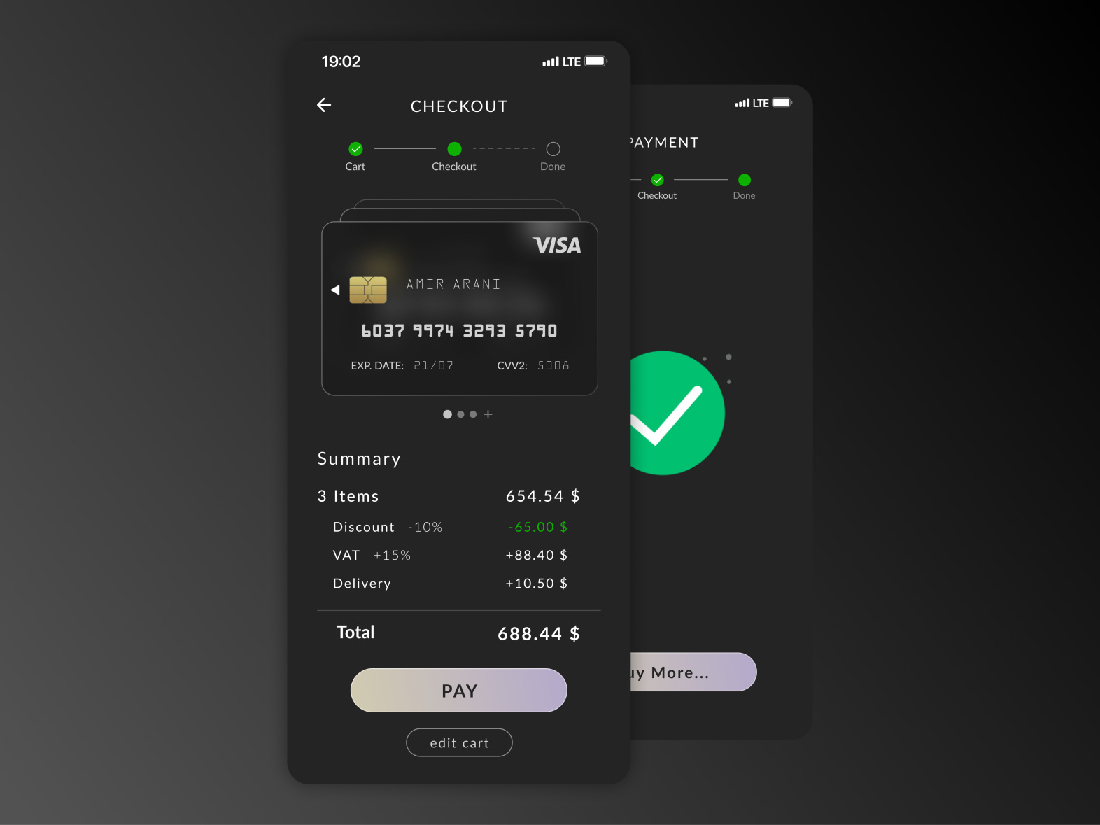 PAYMO Credit Card Checkout Screen by Amir Arani on Dribbble