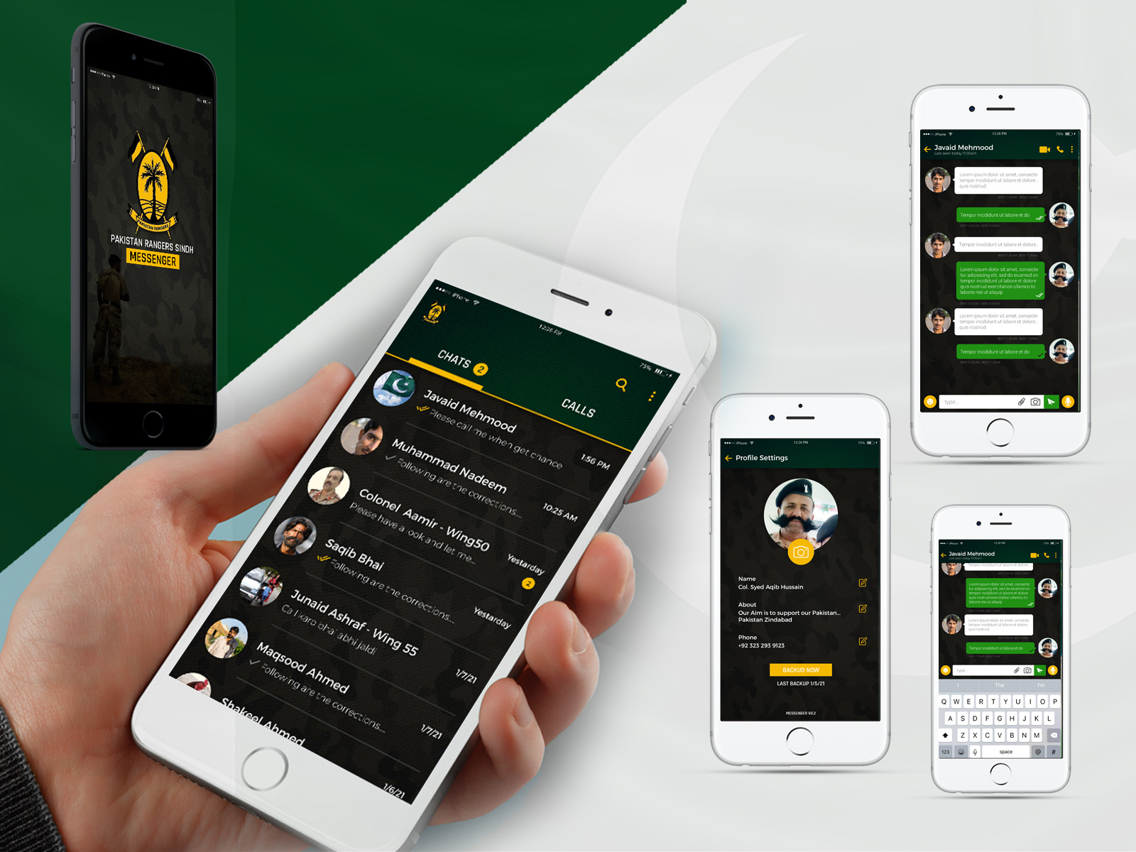 Pakistan Rangers Internal Messenger Mobile App - Whatsapp UX/UI by ...