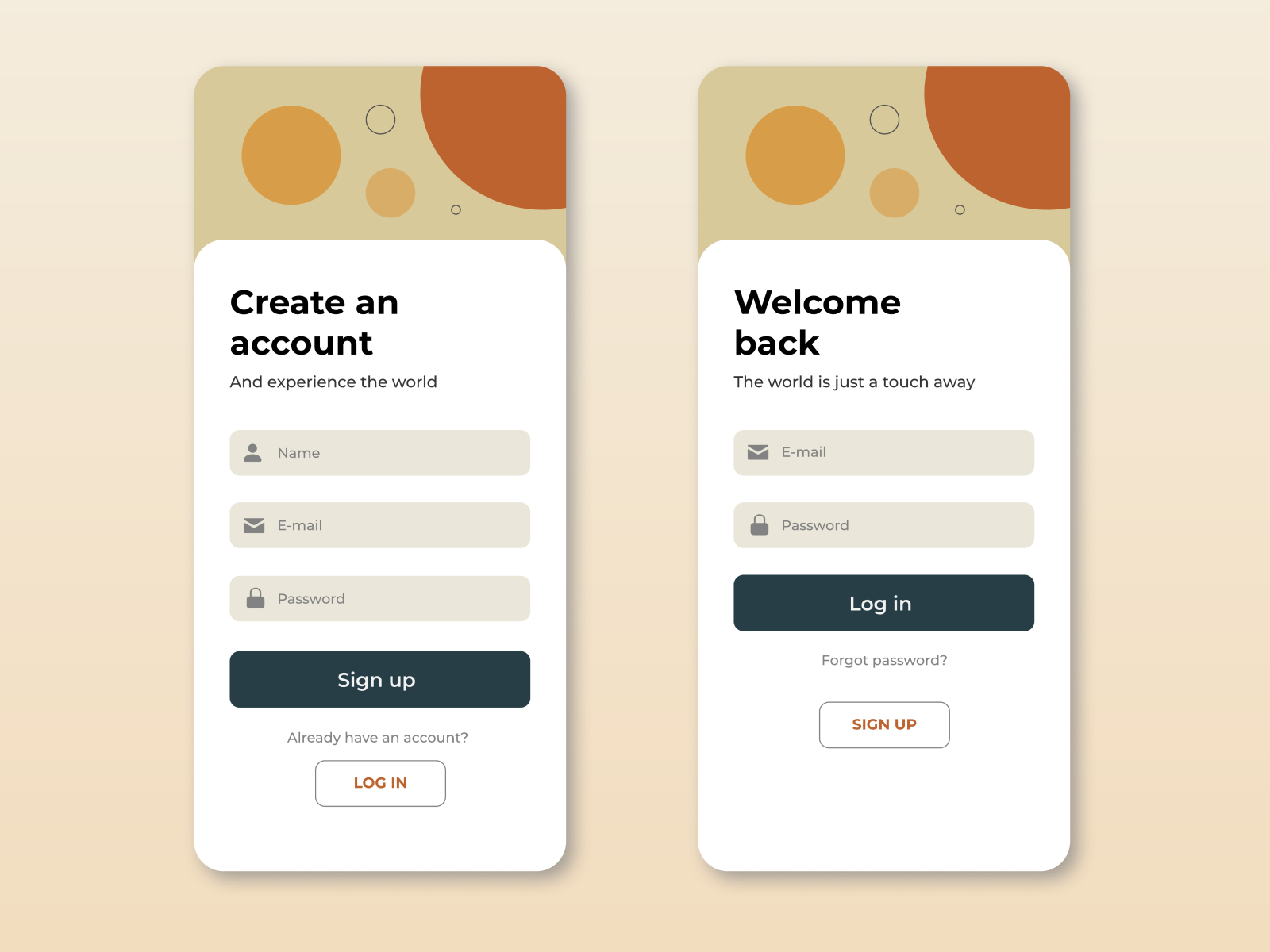 Log in / Sign up page by Nayanica Saha on Dribbble