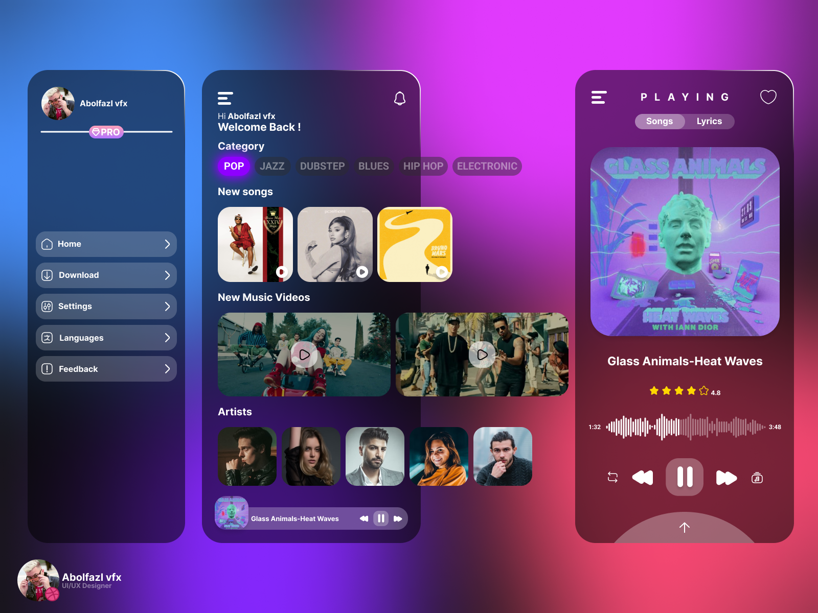 Online and Offline Music Player Application by ABOLFAZL VFX on Dribbble