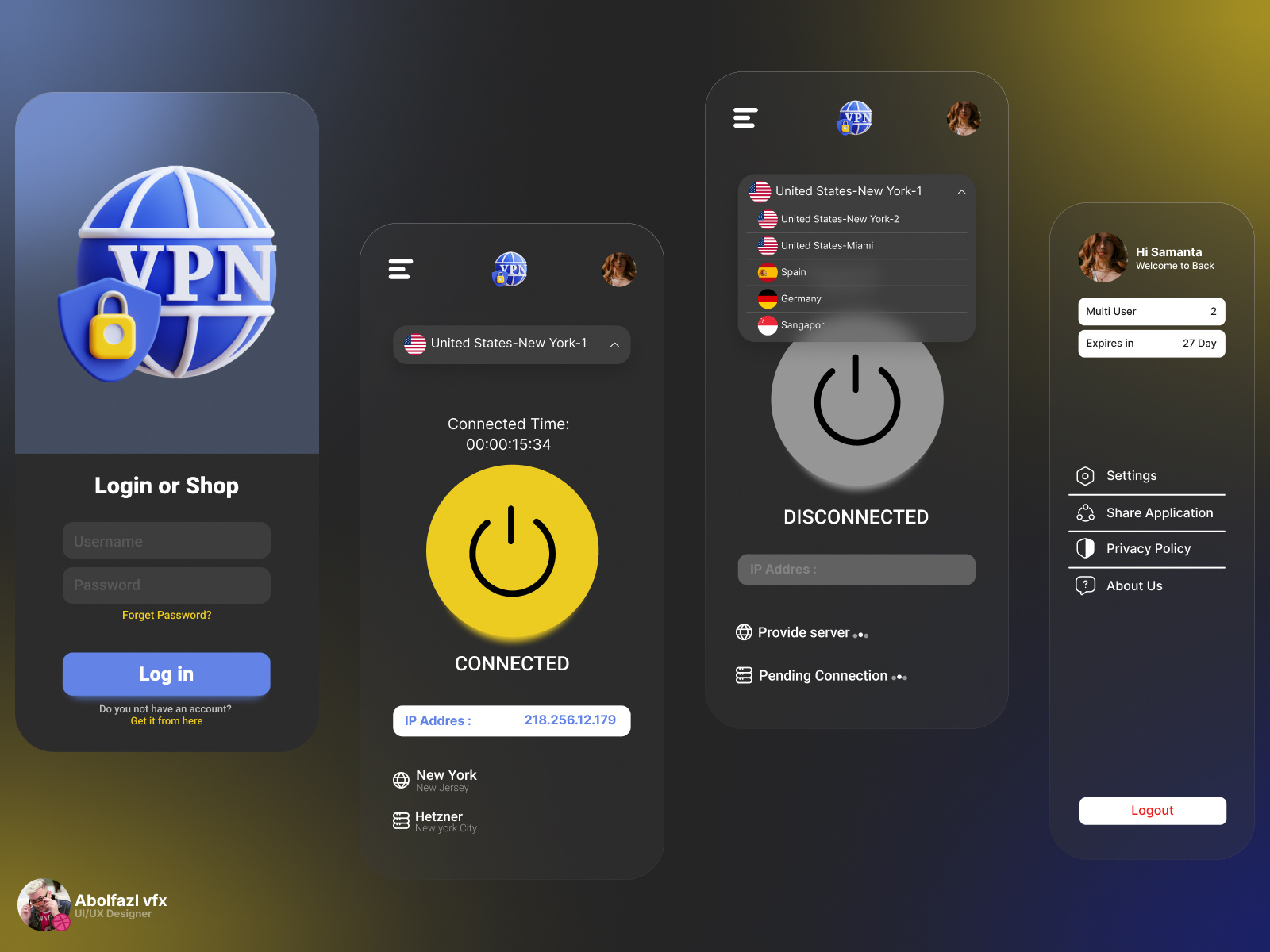 VPN Application Minimal Design by ABOLFAZL VFX on Dribbble
