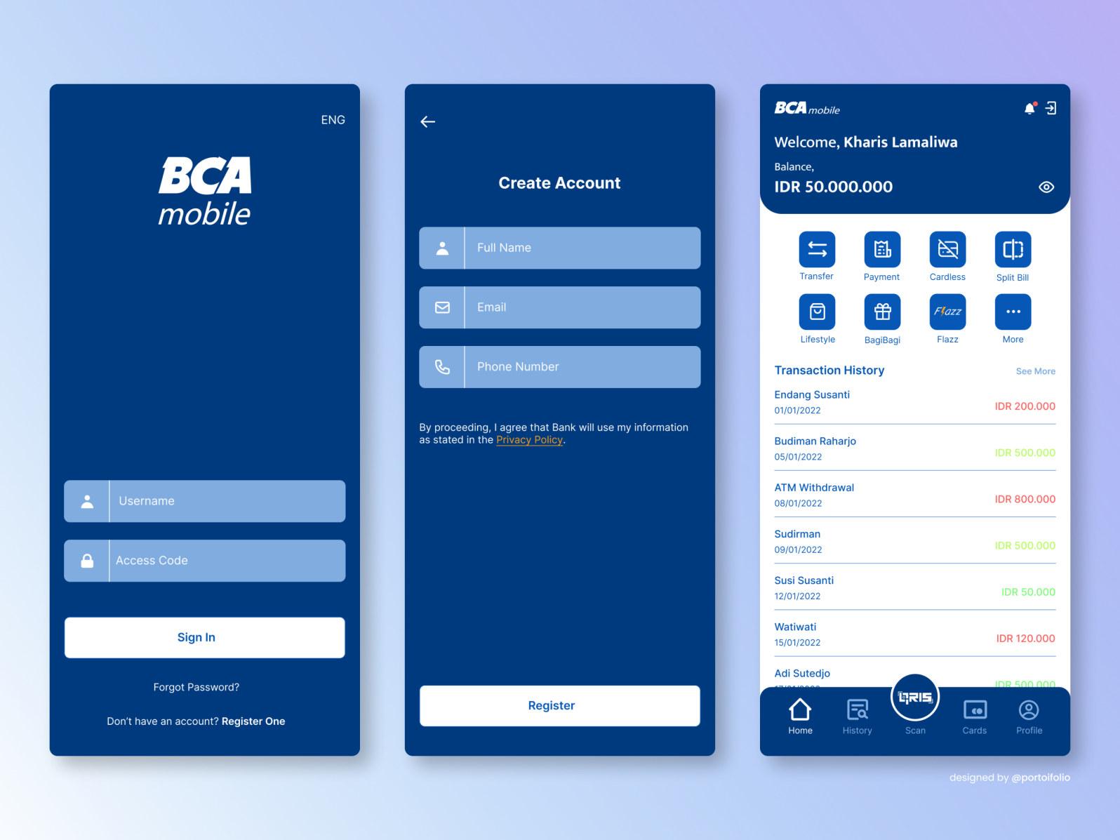 BCA Mobile UI Redesign by Kharis Lamaliwa on Dribbble