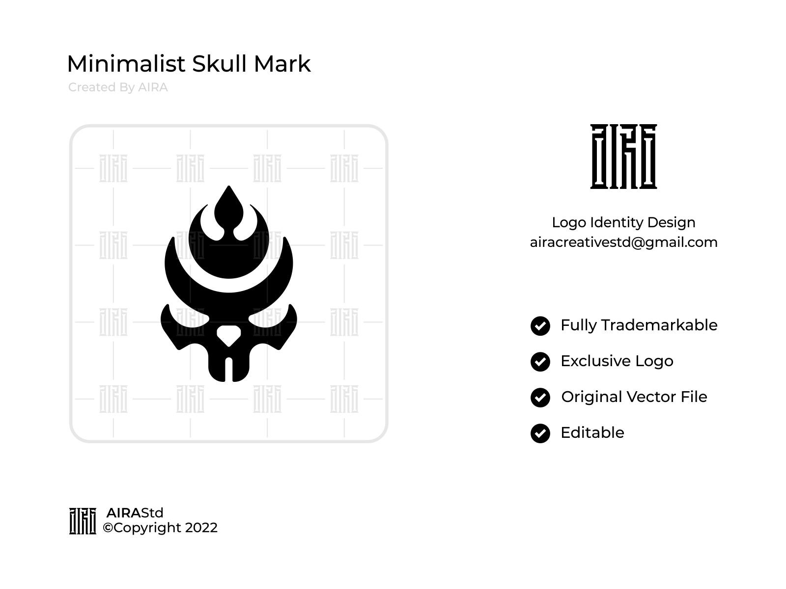 Minimalist Skull Mark by Aira | Logo Designer on Dribbble