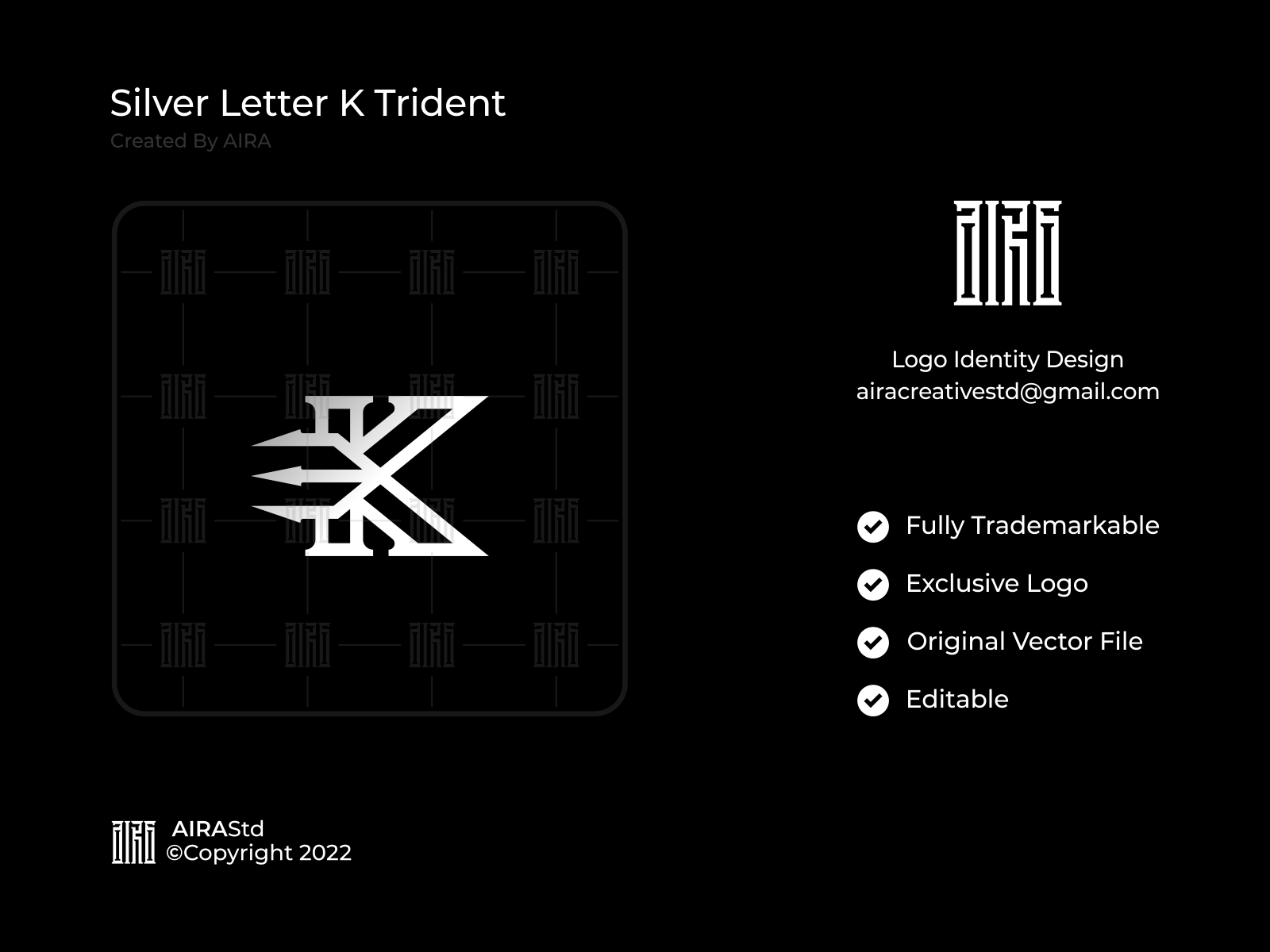 Silver Letter K Trident by Aira | Logo Designer on Dribbble