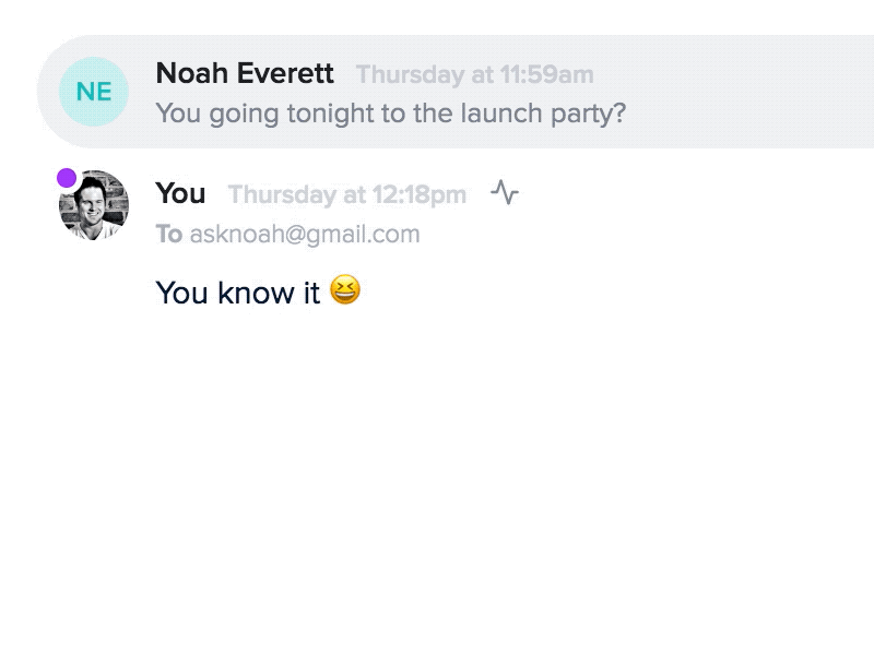 Email activity popup by Noah Everett on Dribbble