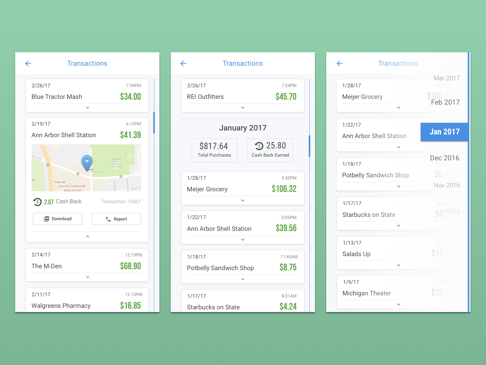 Daily UI: Transaction History by Mike Wojan on Dribbble
