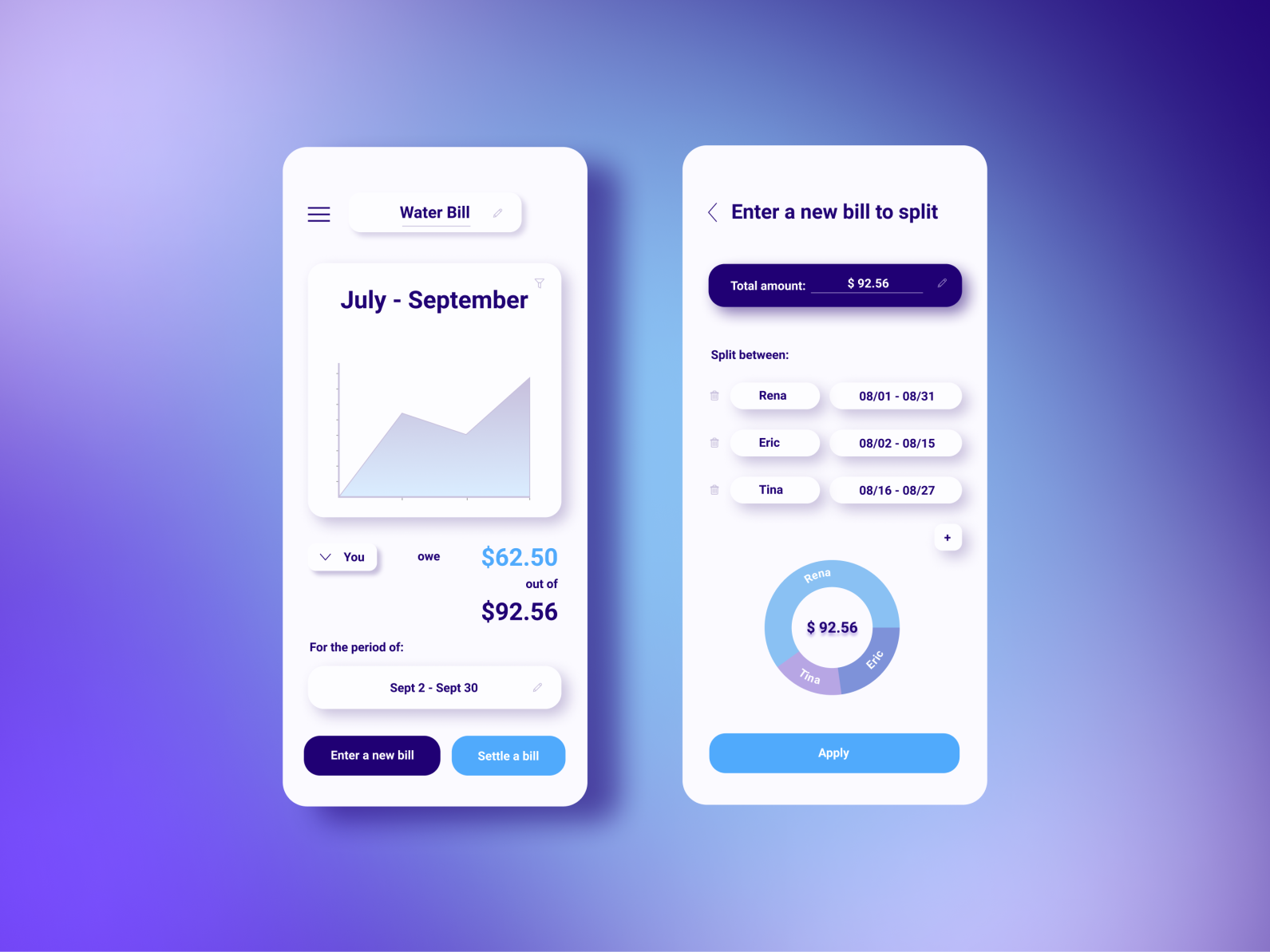 Daily UI - 004 - Calculator - Bill Splitting App by Rena Li on Dribbble