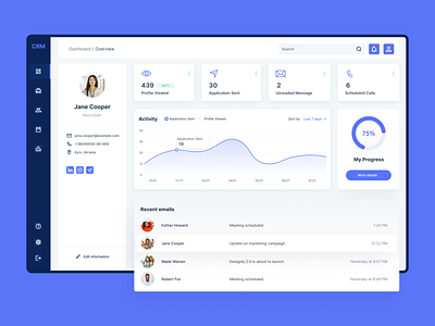 CRM Dashboard | HR managment system by Ira on Dribbble