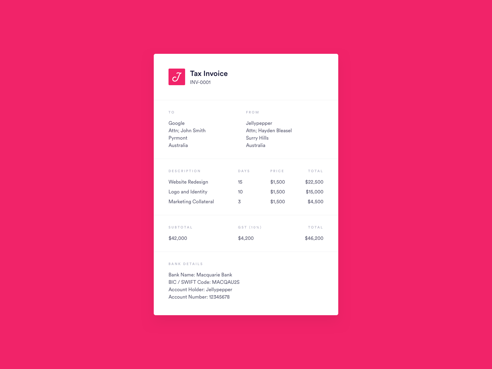 DailyUI 046 - Invoice by Hayden Bleasel on Dribbble