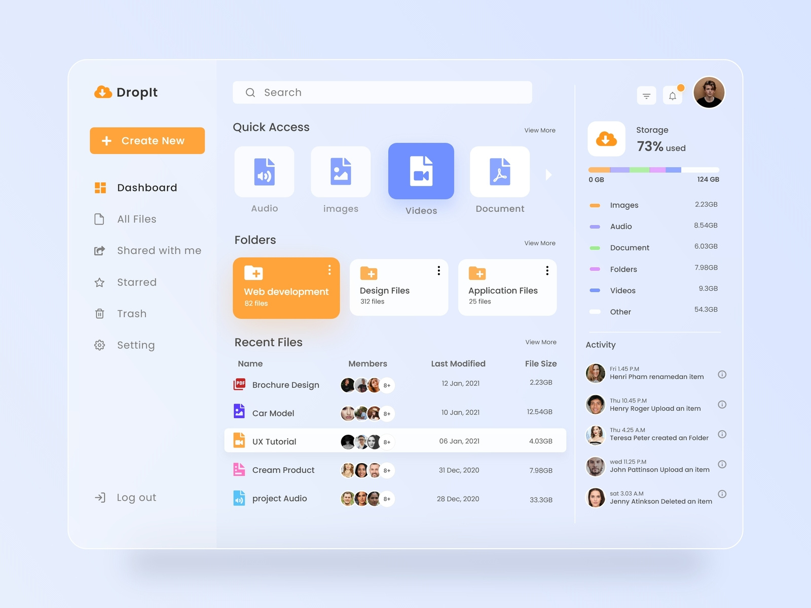 Cloud File Sharing app by Usman.dxsign on Dribbble