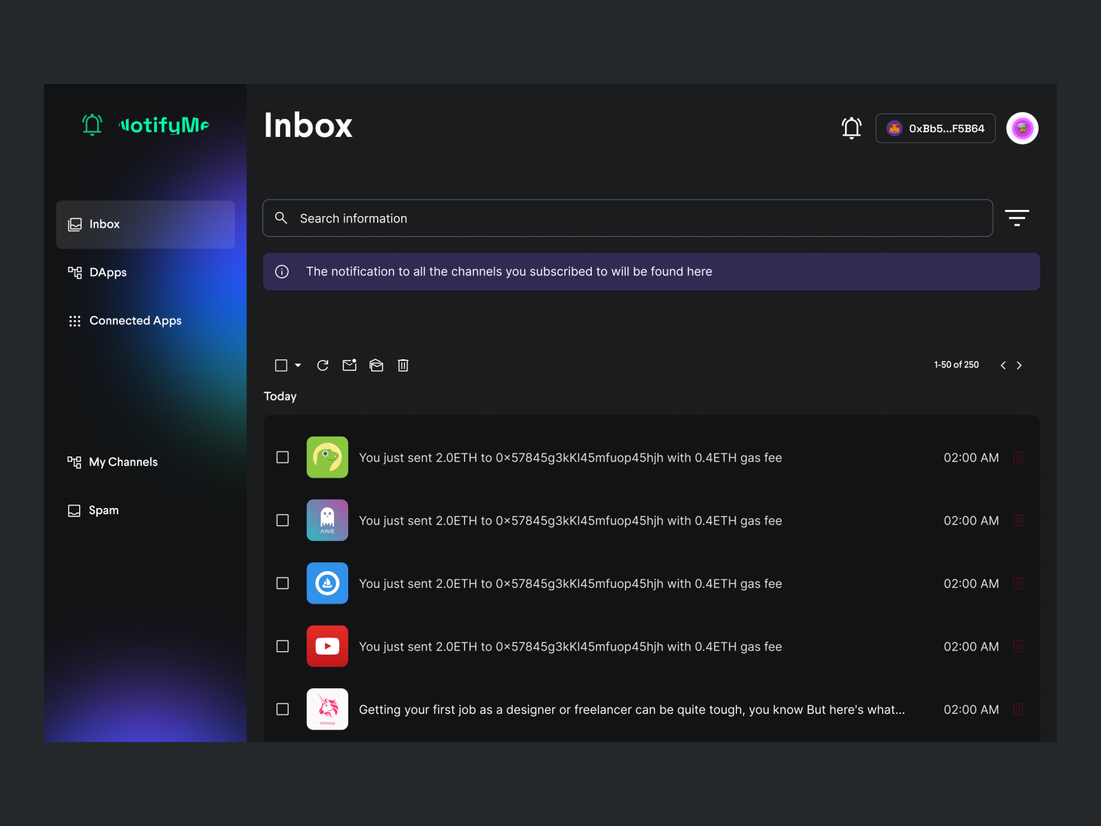 Defi - Push Notification Inbox by Octavian Designer on Dribbble