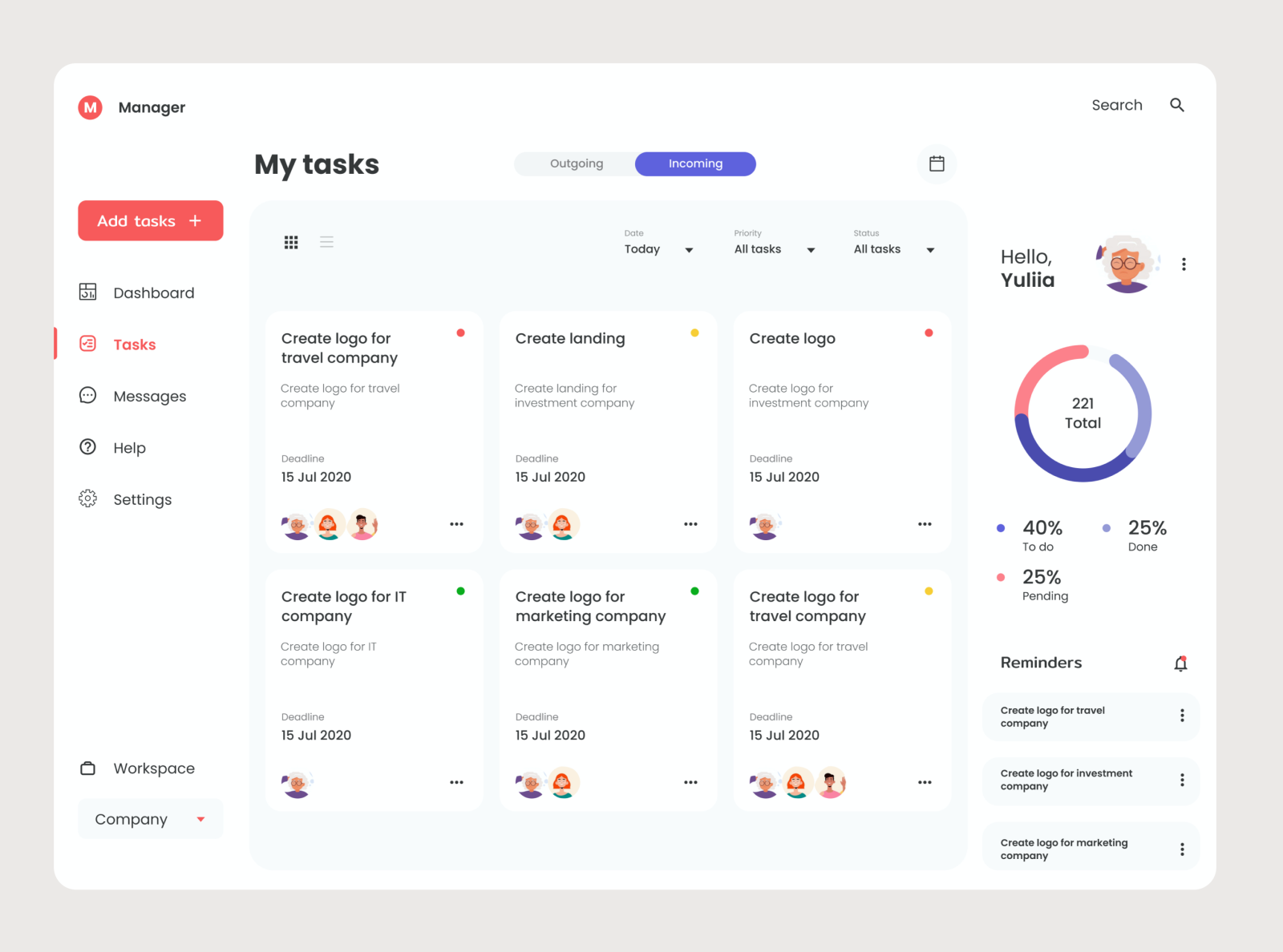 Task management web app by Victoria Androshchuk on Dribbble