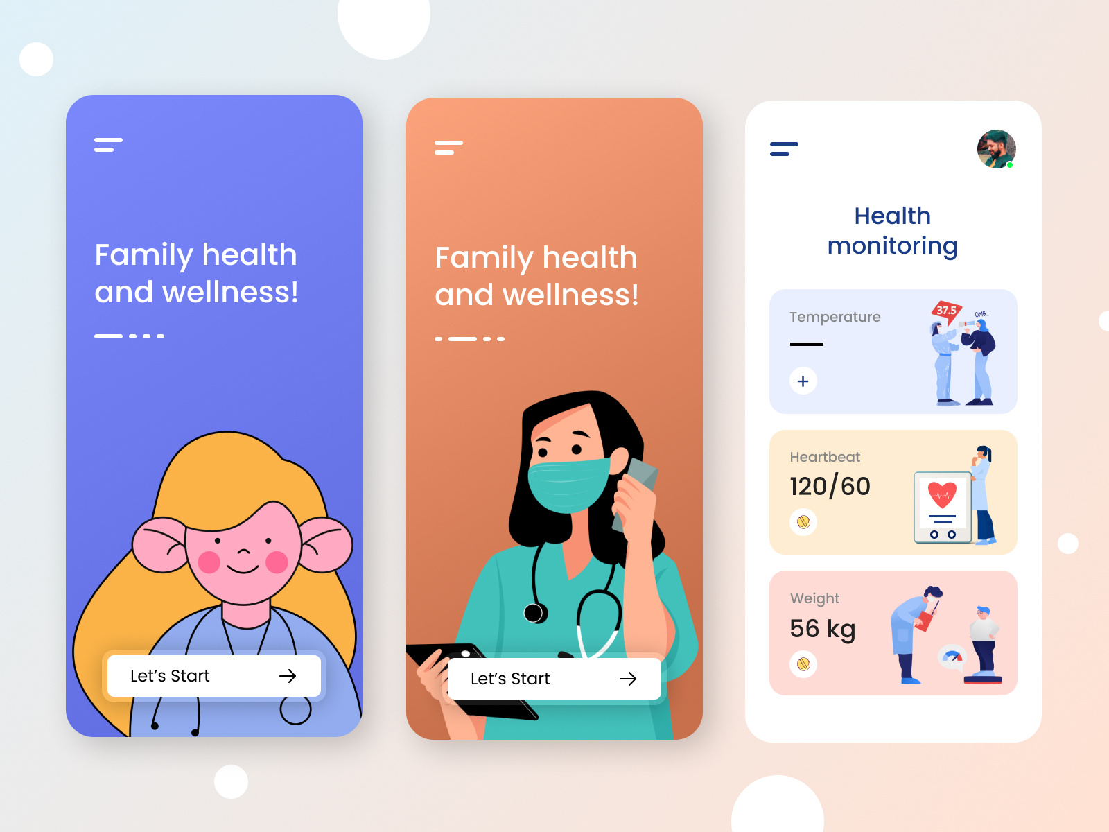Health monitoring - Mobile app UI by PegaLogics on Dribbble