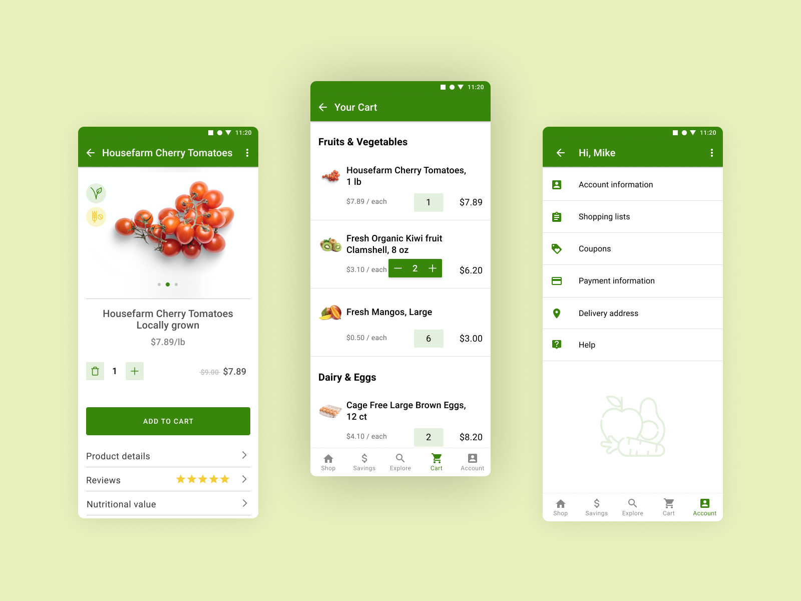 E-commerce Grocery store design for Android by Maryna West on Dribbble
