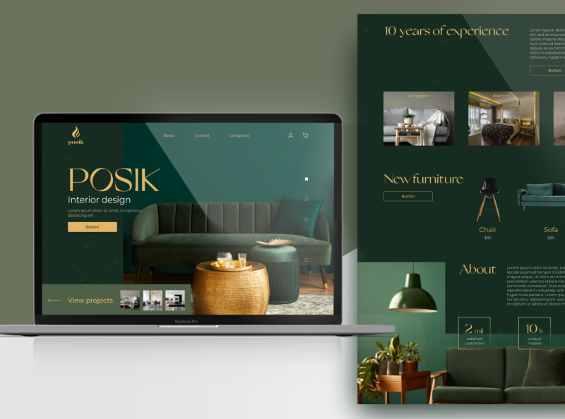 POSIK interior design website by Polina Artykulna on Dribbble