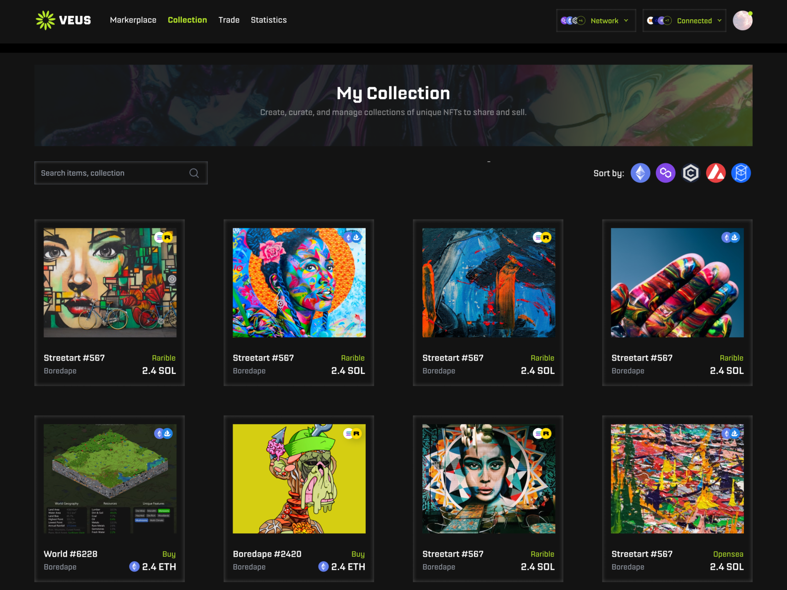 Collectibles page - (Veus) by Mayor.fig on Dribbble