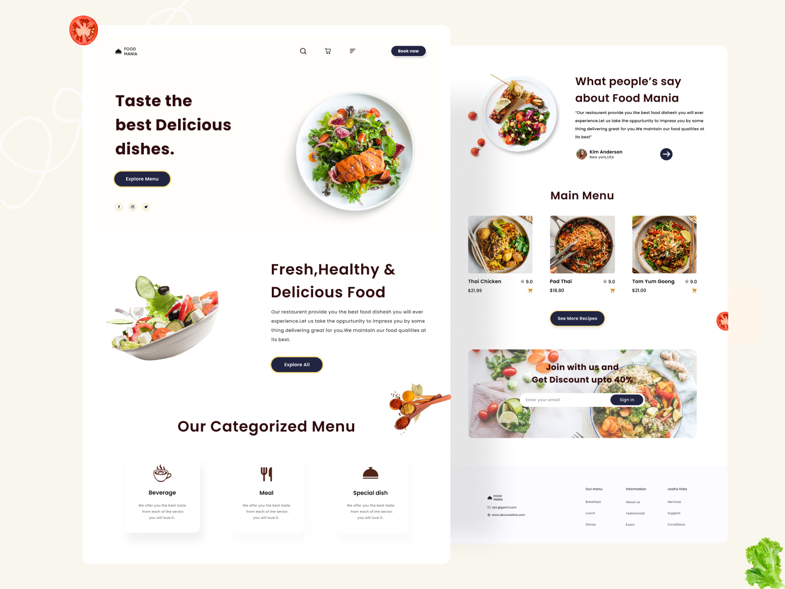 Food Mania | Food Landing Page Exploration by Gulam Rabbani Joy on Dribbble