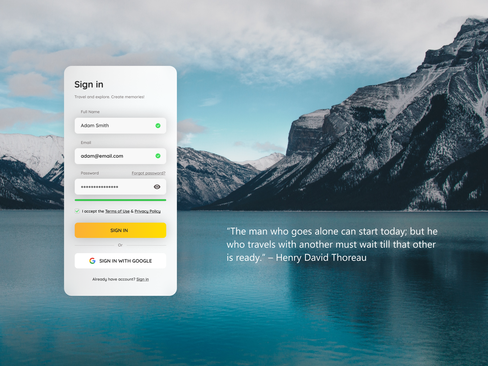 Daily UI Challenge Day 1 - Sign in page by Łukasz Śliwa on Dribbble