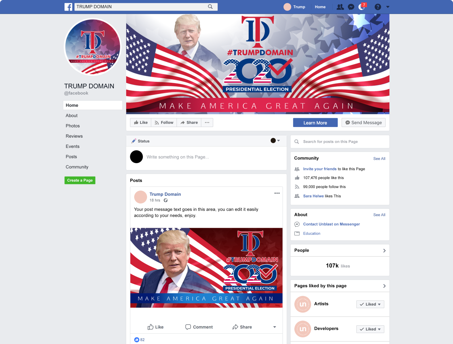 Trump Domain Facebook Cover & Post by Ravin Liyanaarachchi on Dribbble