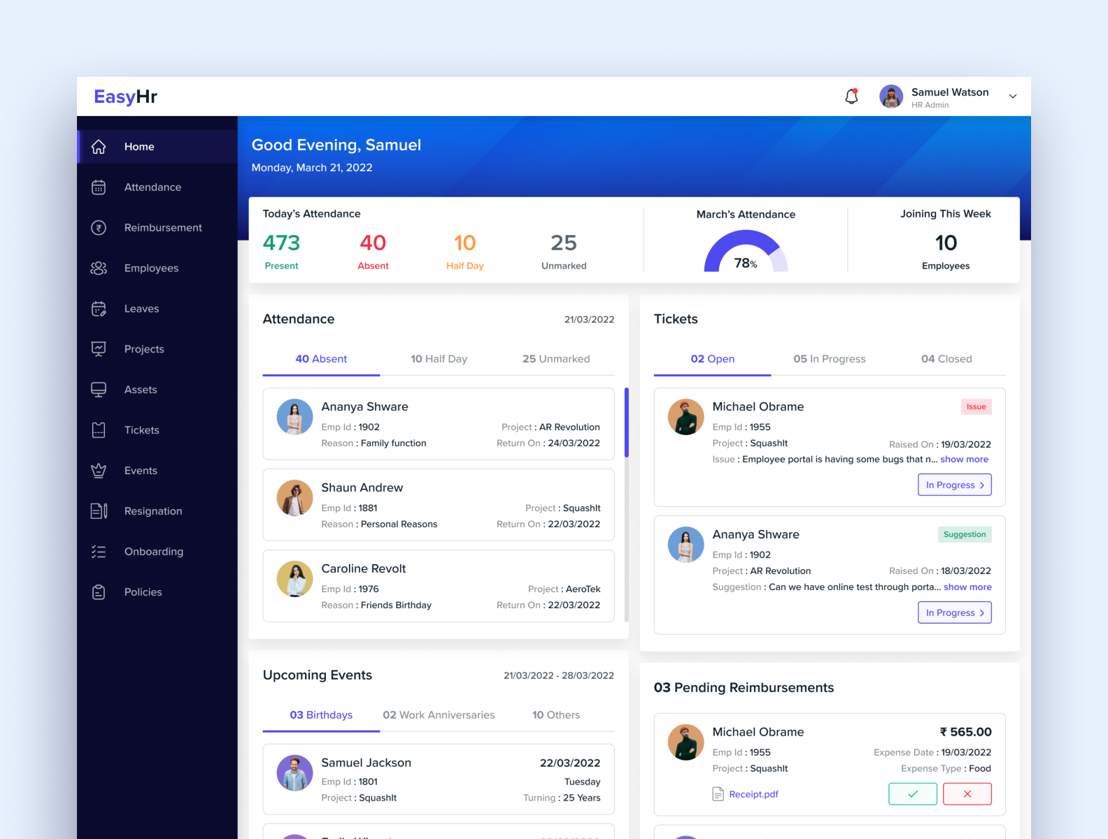 HR Portal Home Screen by Vishal Panchal on Dribbble