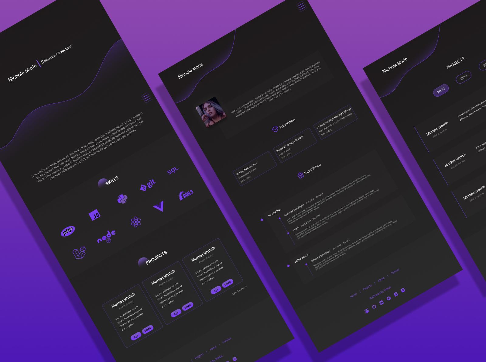 Portfolio - dark theme by Anisha Chakradhar on Dribbble