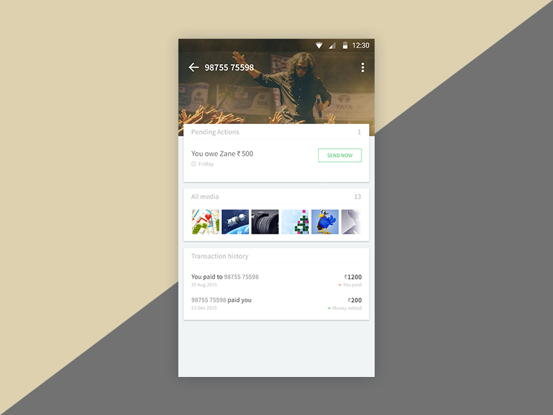 Transaction history UI for Freecharge android app by Harish for ...