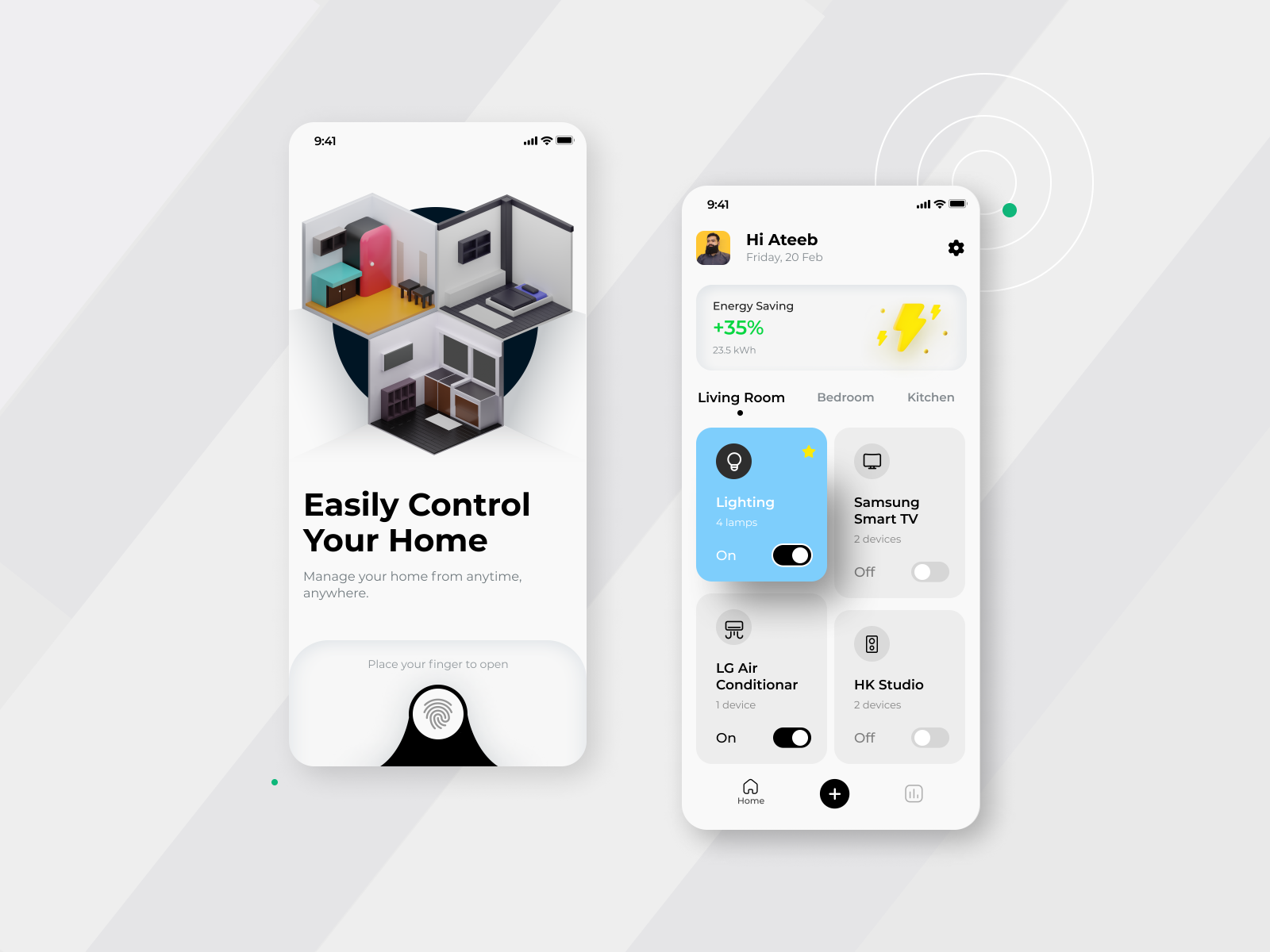 Smart Home Control App by Ateeb Ur Rehman on Dribbble
