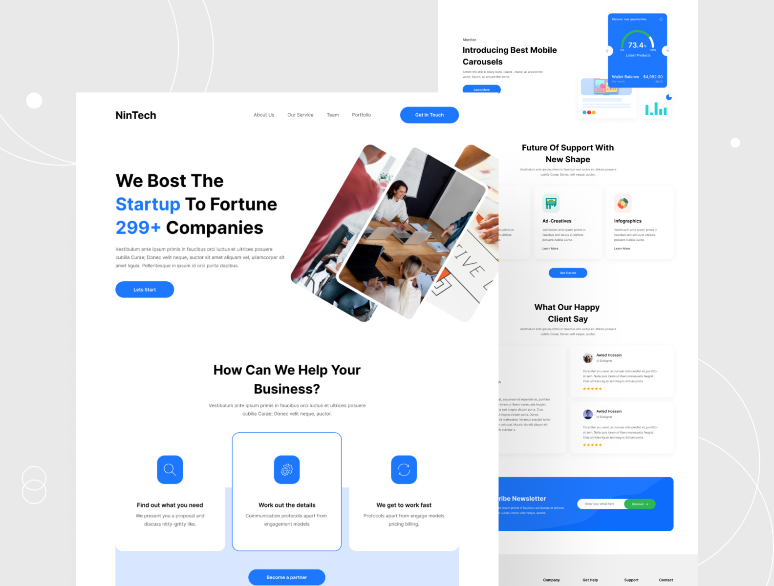 NinTech Saas Landing Page Design by Awlad Hossain on Dribbble