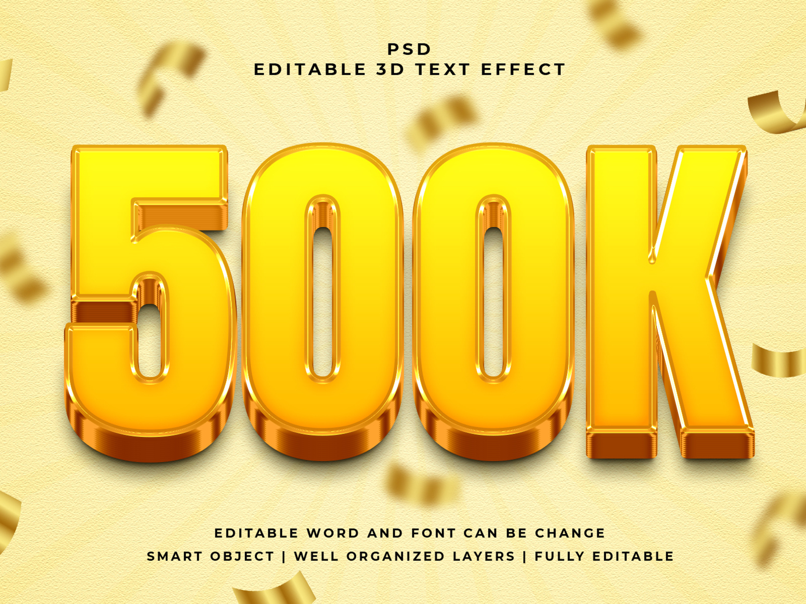 500k 3D Editable PSD Text Effect by MD Nazir Hossain on Dribbble