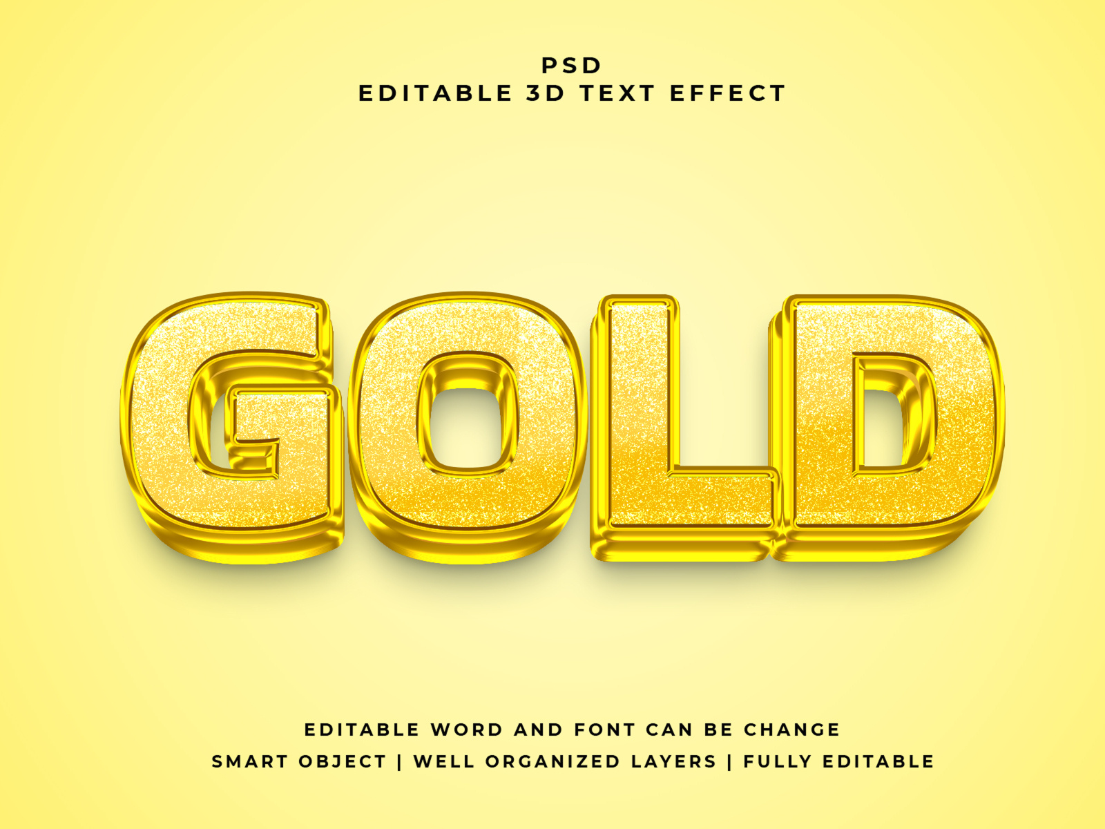 Gold 3D Editable PSD Text Effect by MD Nazir Hossain on Dribbble