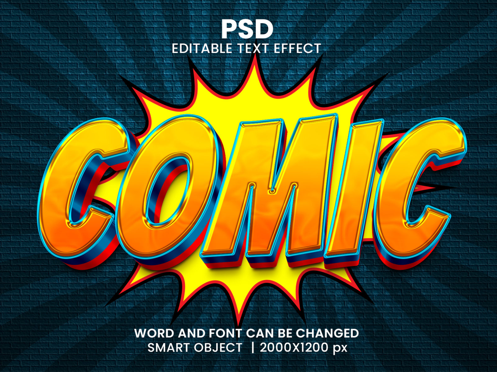 Comic 3D Editable PSD Text Effect by MD Nazir Hossain on Dribbble