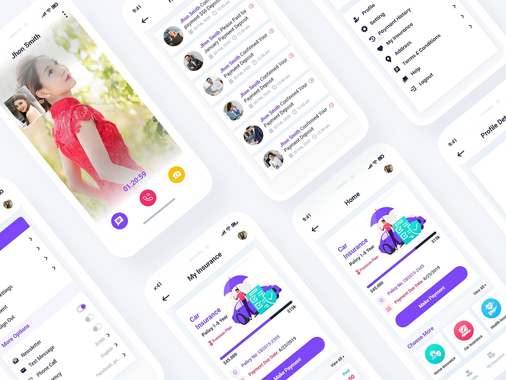 Insurance Mobile App UI Template by Tauhid Hasan on Dribbble