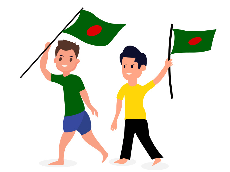 Cartoon with Bangladesh Flag by Tauhid Hasan on Dribbble