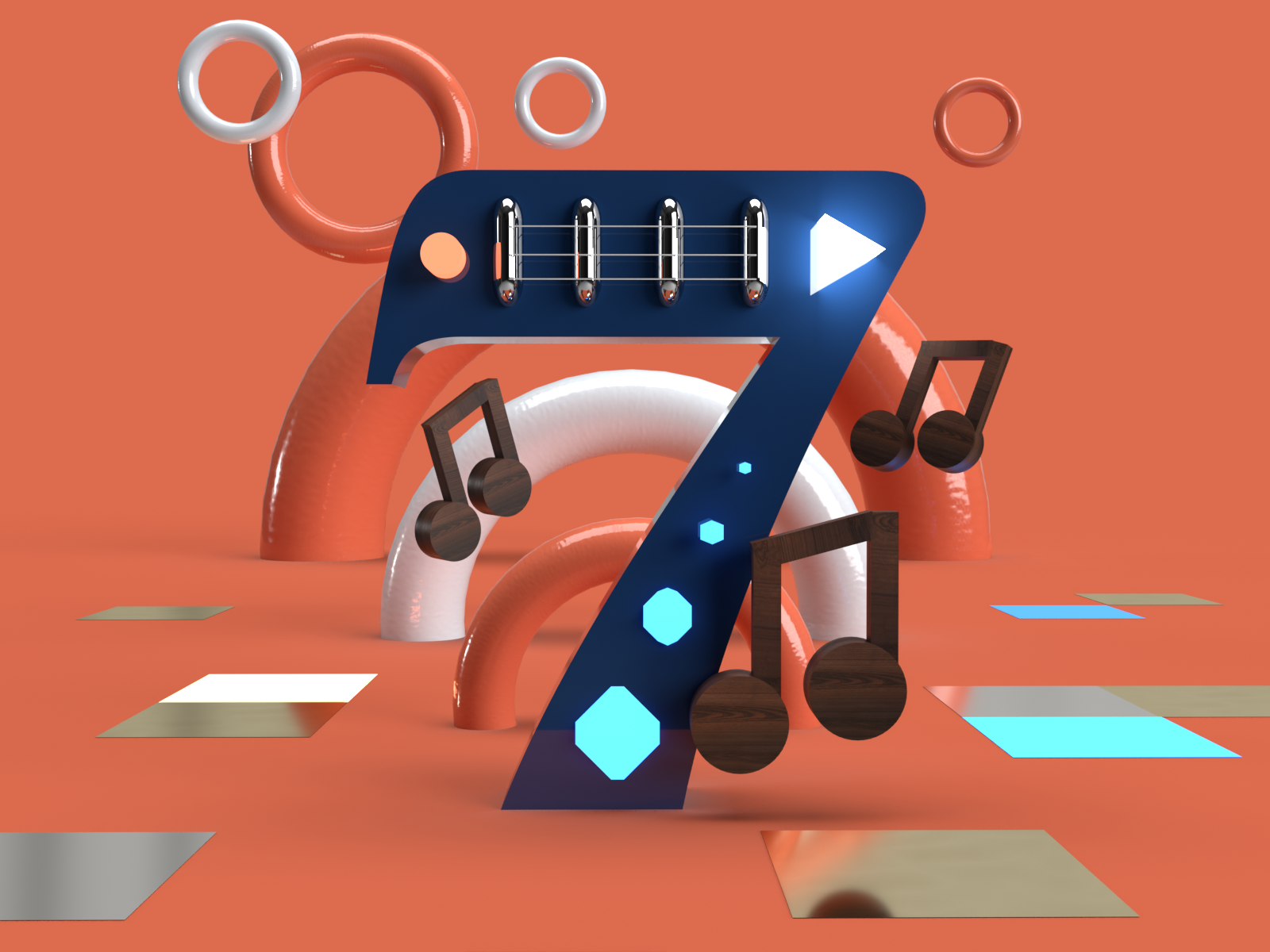 Number 7 - 3D by Magnus Nytrøen on Dribbble