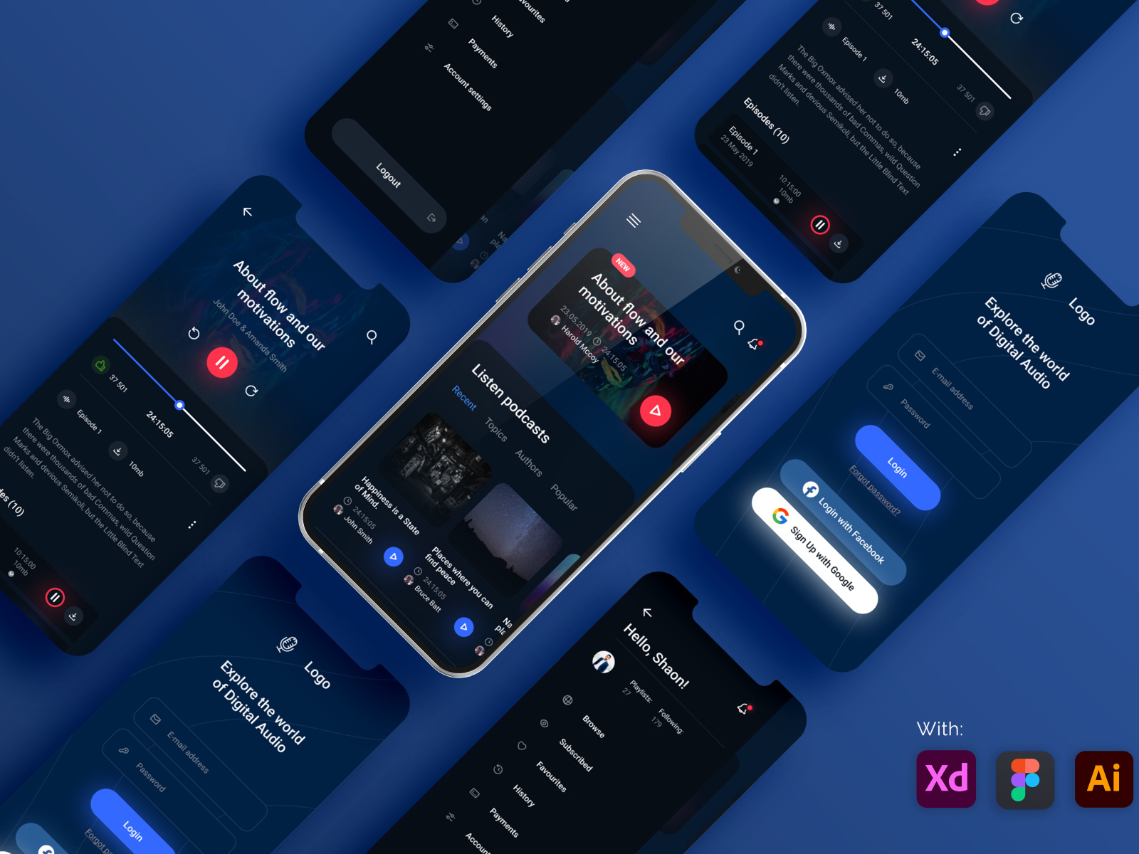 Podcast UI design by MD. Shaon Alam on Dribbble