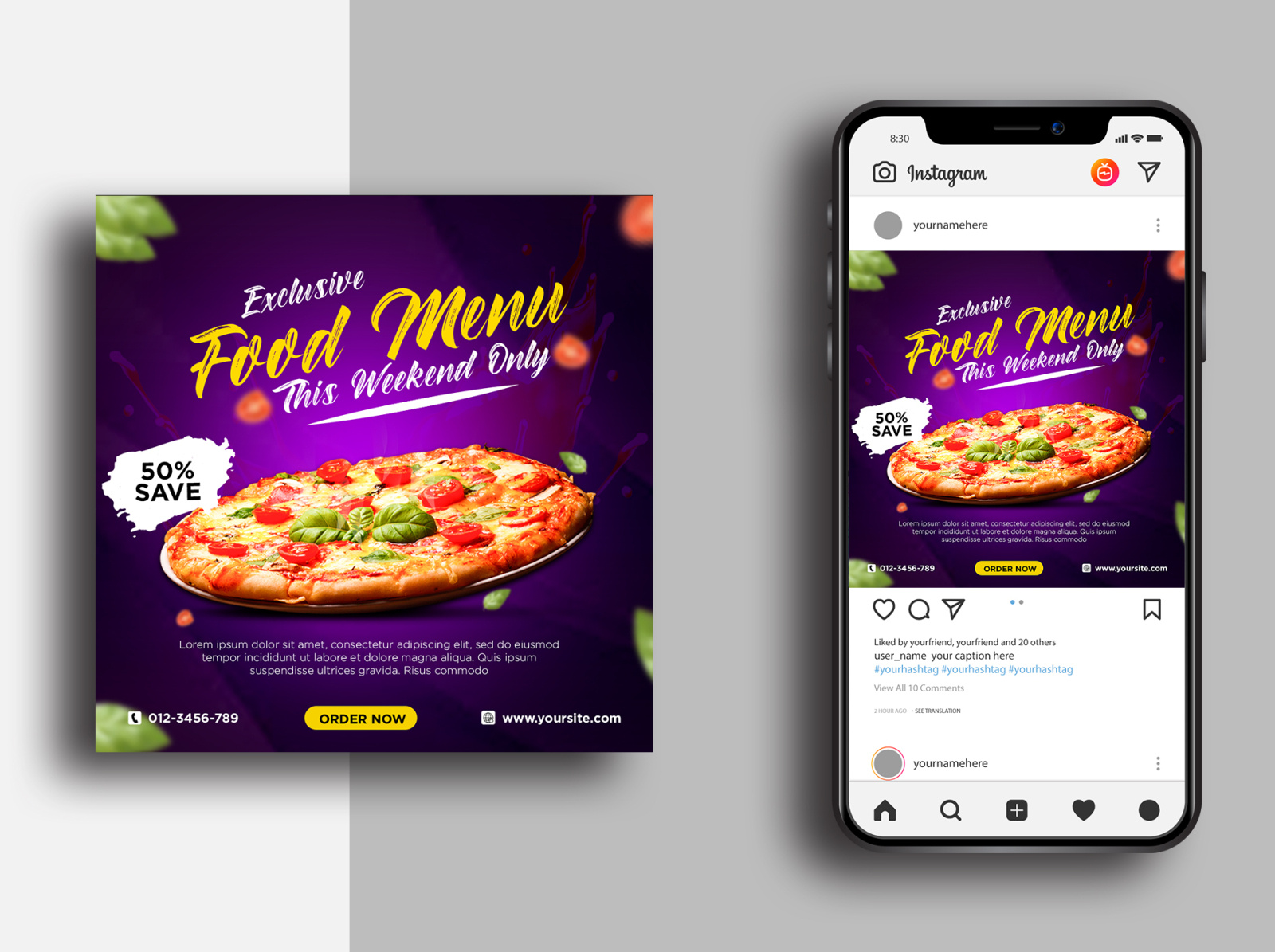 Delicious Food Social Media Post Design by DesignNox on Dribbble