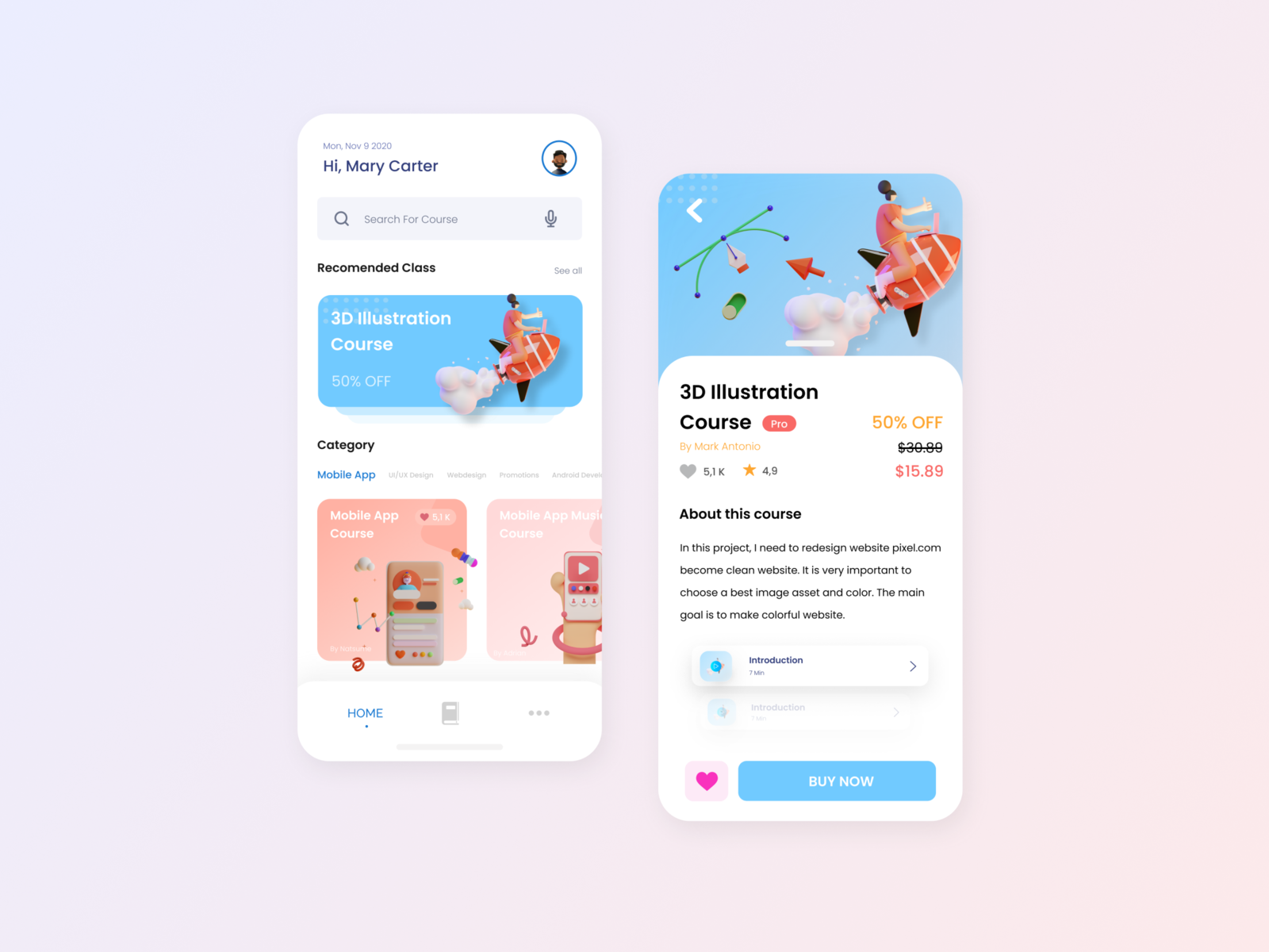 Course App Design by Refi Fahreza on Dribbble