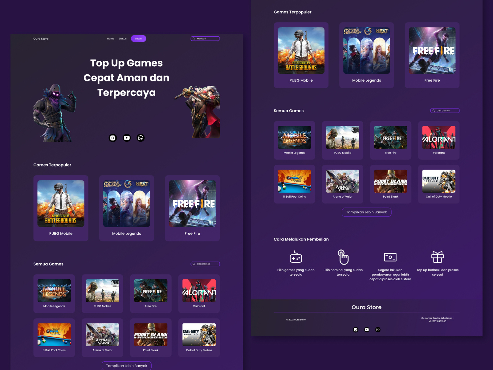 Oura Store TopUp Game Website by Arif Hidayatulloh on Dribbble