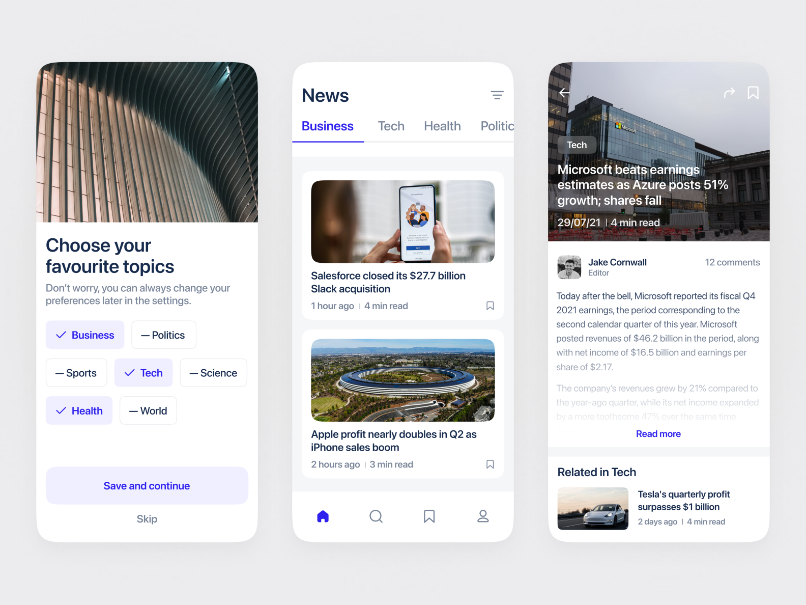 News App UI by Jan Skrabalek on Dribbble