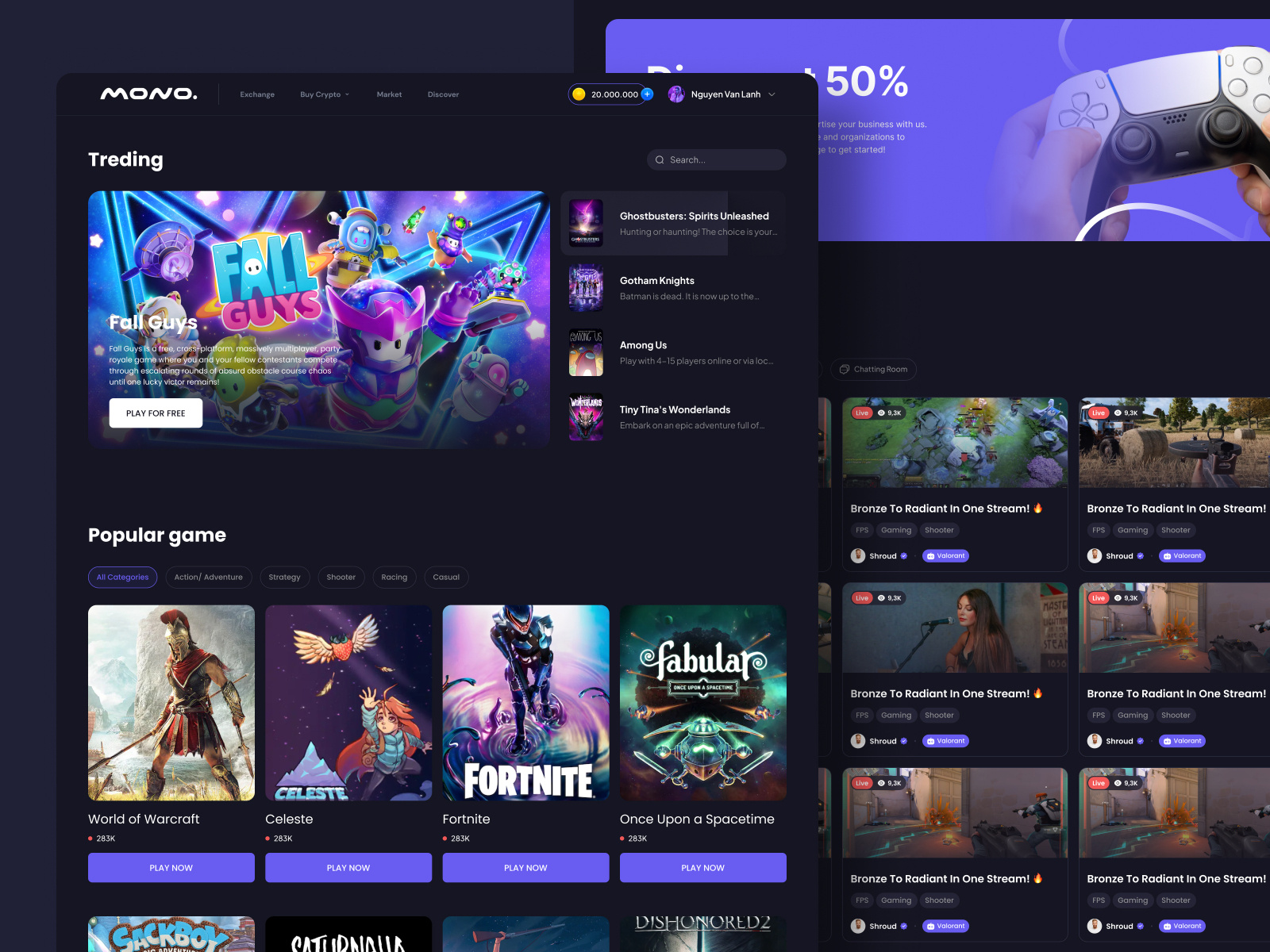 Game Center and Stream by Nguyen Van Lanh on Dribbble