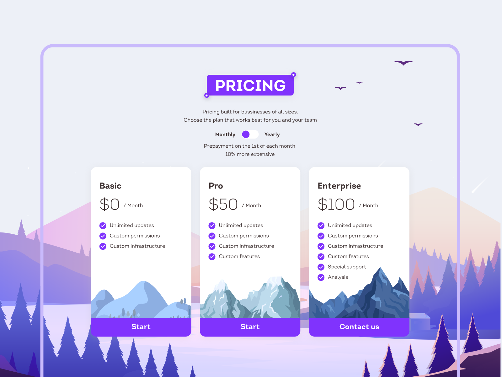 Pricing cards by Victoria Leontyeva for OrangeOrange Agency on Dribbble