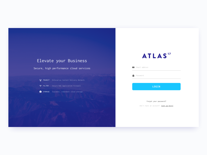 Atlas17 Login by Ivy Yeh on Dribbble