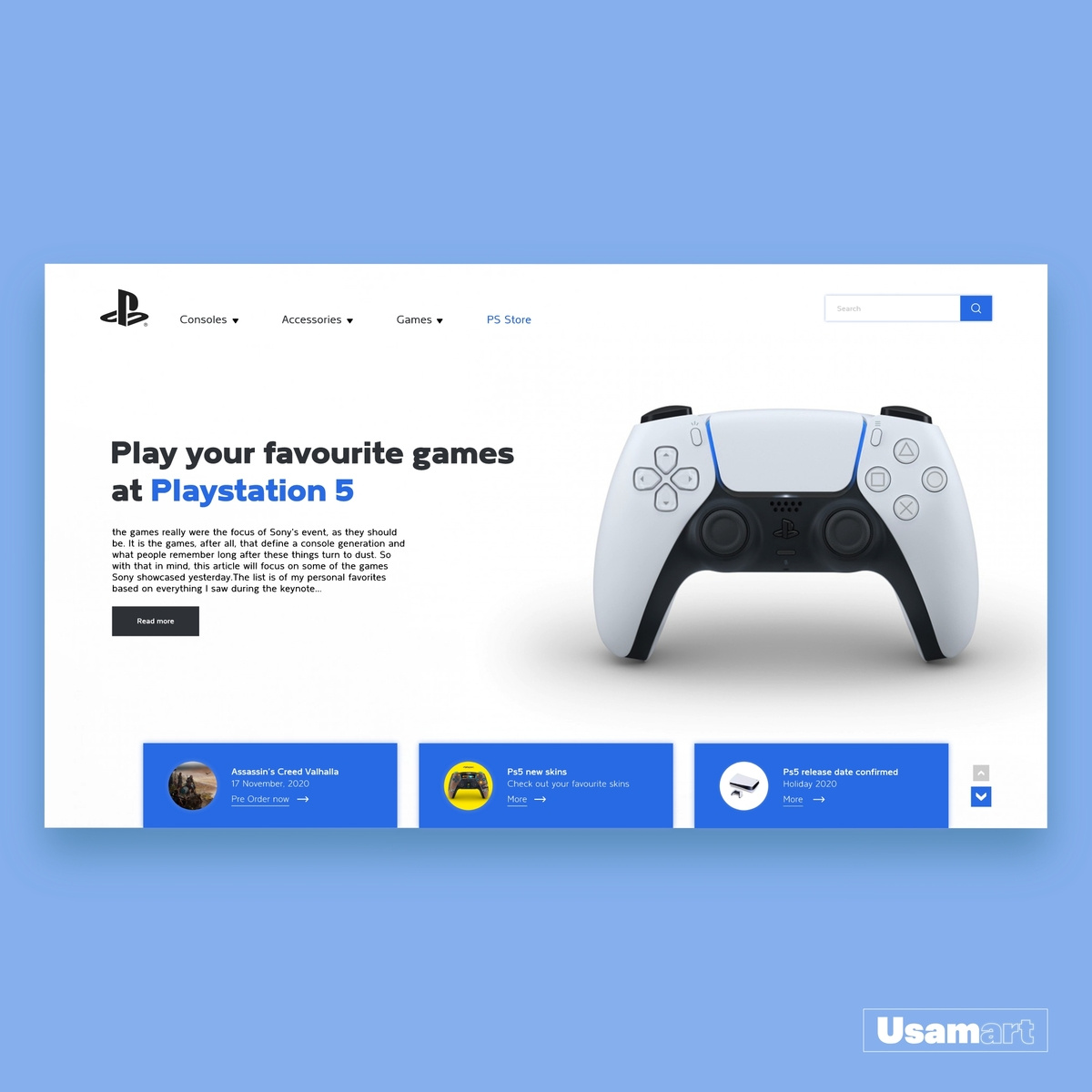 PlayStation Ui landing page by Muhammad Osama Baig on Dribbble